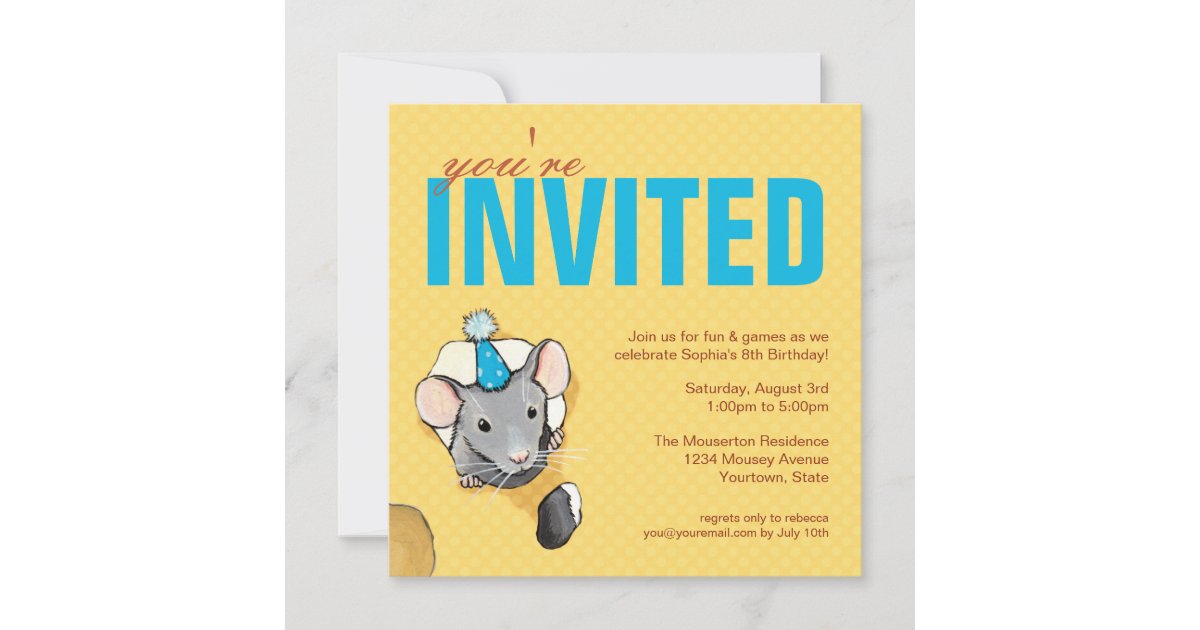 Mouse & Polka Dots Birthday Party Invitations | Zazzle