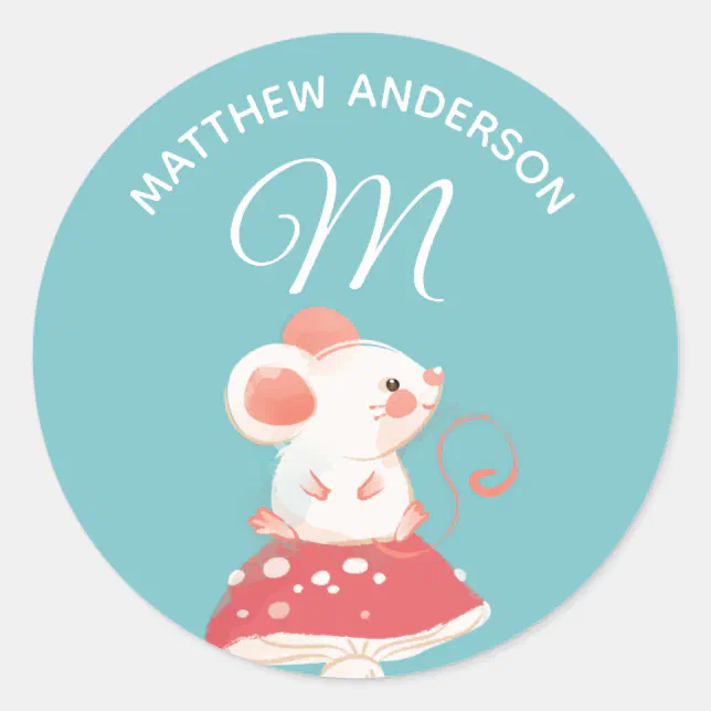 Mouse Rat • Alphabet Monogram Cute School Daycare Classic Round Sticker ...