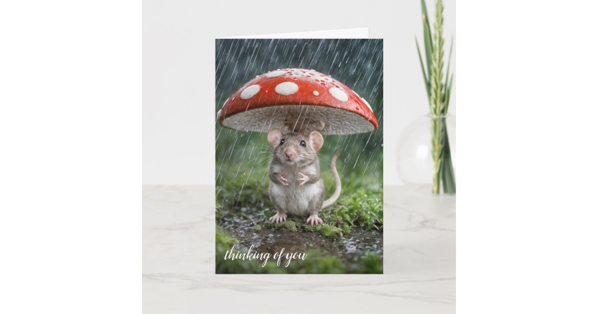 Mouse Under a Toadstool Card | Zazzle