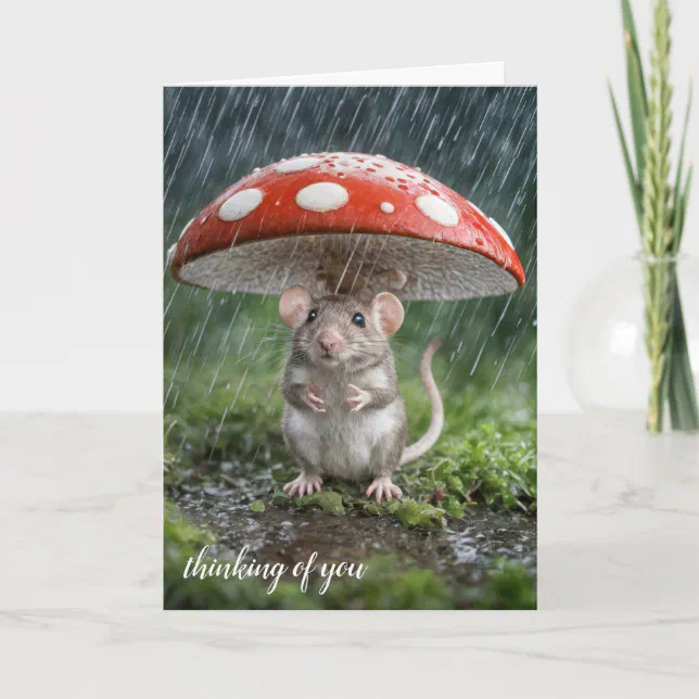 Mouse Under a Toadstool Card | Zazzle