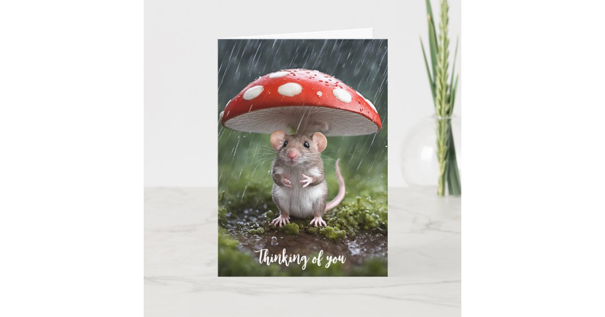 Mouse Under a Toadstool Card | Zazzle