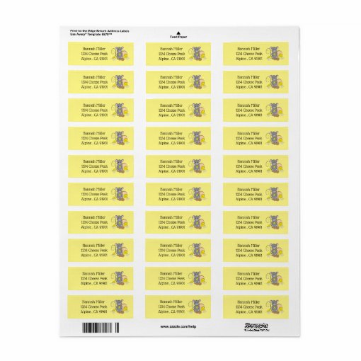 Mouse with Cheese Yellow Return Address Label | Zazzle