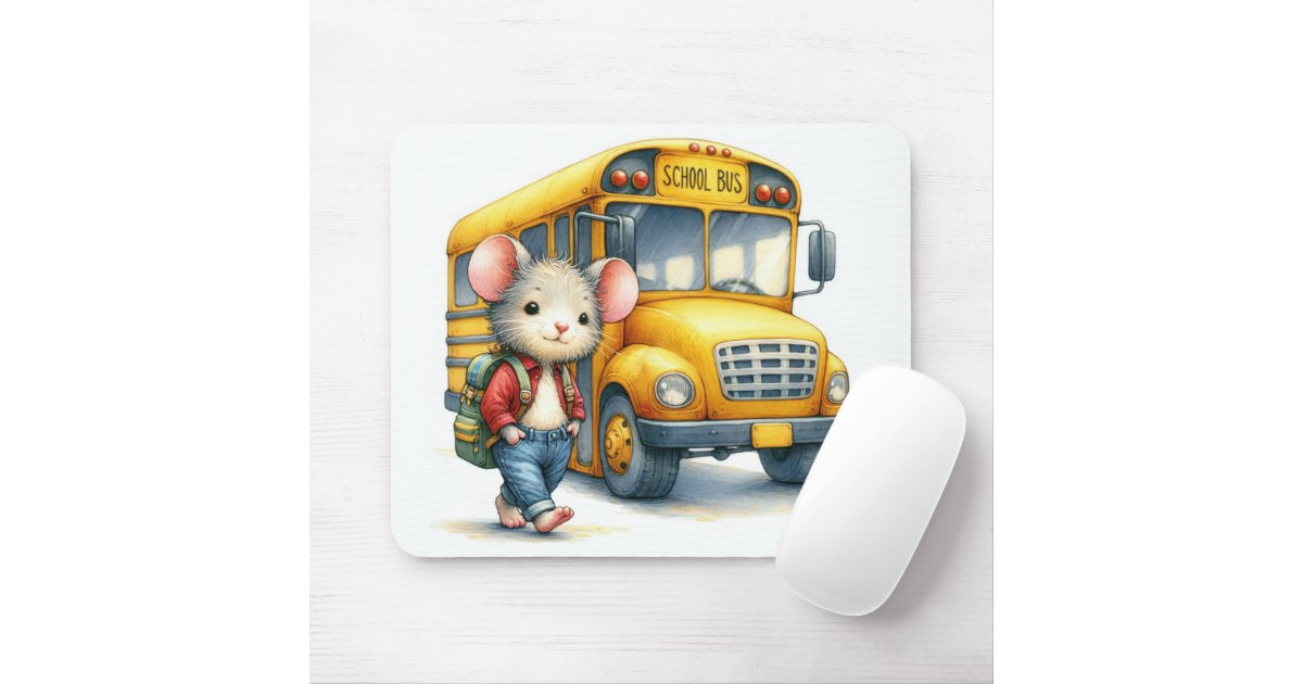 Mouse With Yellow School Bus Mouse Pad | Zazzle