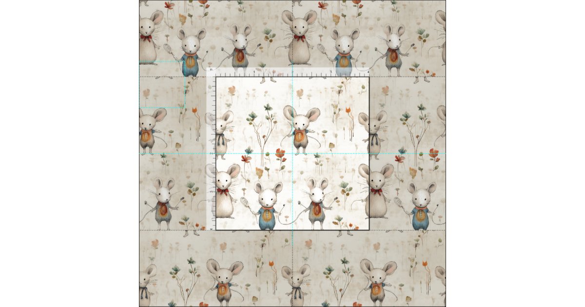 Mousey Whimsy: Whimsy Mice Fabric | Zazzle