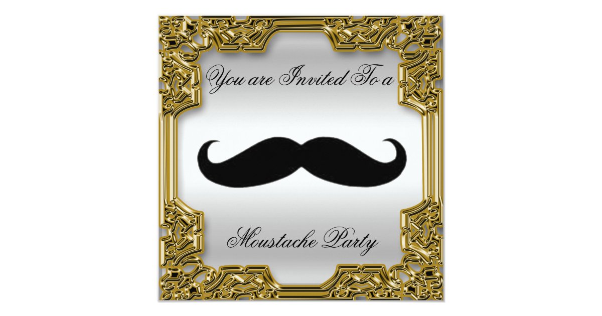 Moustache Birthday Party Invitation Silver | Zazzle.com