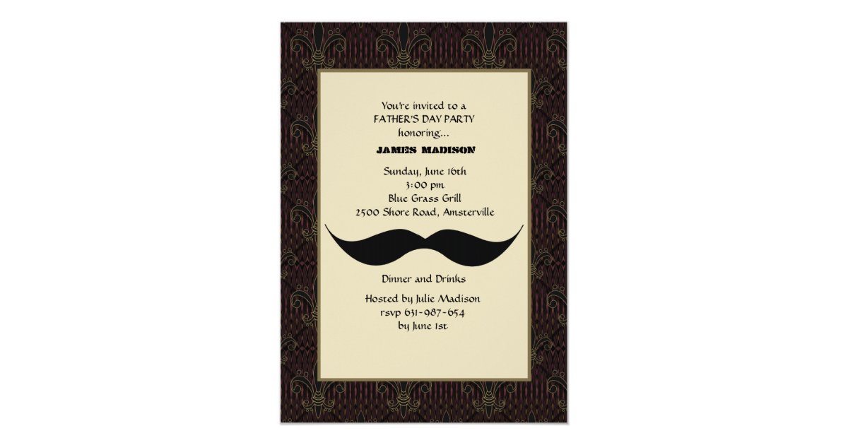 Moustache Father's Day Invitation | Zazzle.com