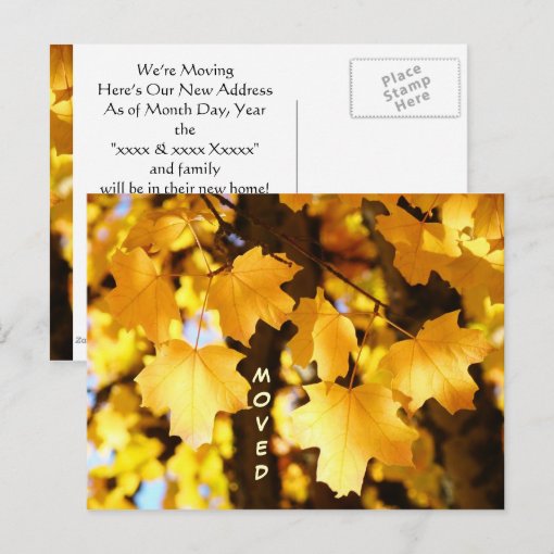 Moved Postcards custom Moving New Address Autumn | Zazzle