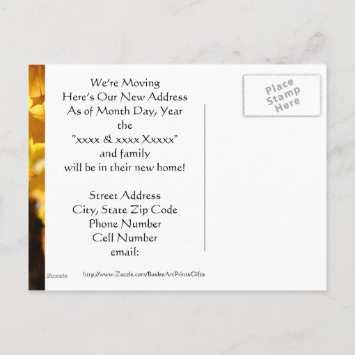 Moved Postcards custom Moving New Address Autumn | Zazzle
