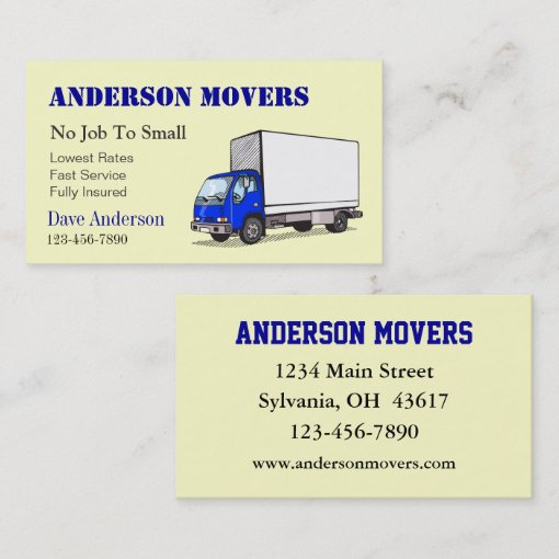 Mover or Moving Company Business Card | Zazzle