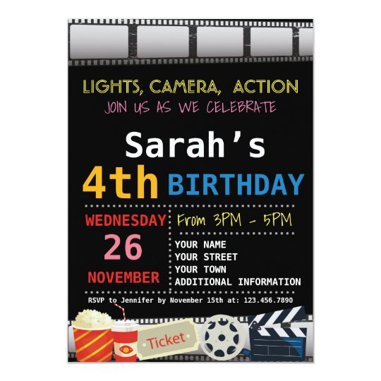 MOVIE BIRTHDAY PARTY INVITATION | Zazzle.com