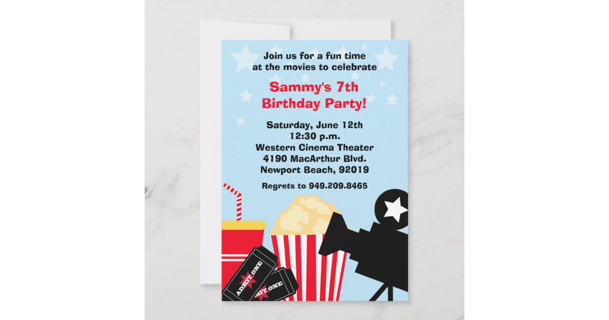 Movie Birthday Party Invitation | Zazzle