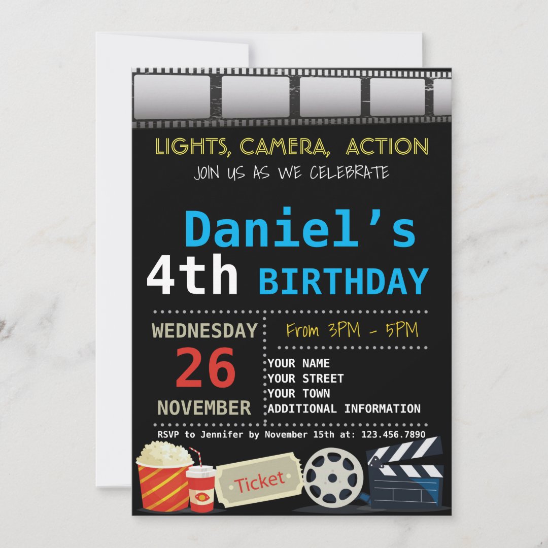 MOVIE BIRTHDAY PARTY INVITATION | Zazzle