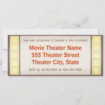 Movie Birthday Party Marquee Invitation | Zazzle