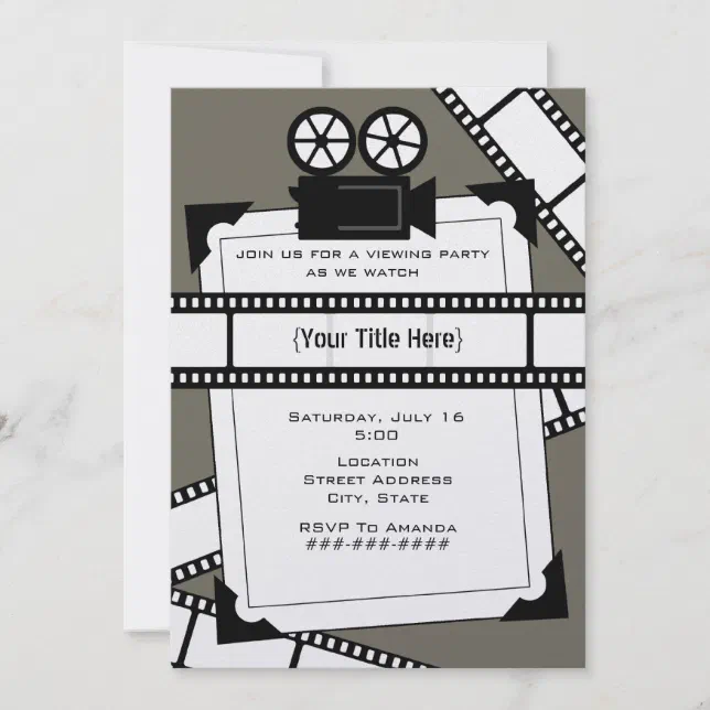 Movie Camera & Film Viewing Party Invitation | Zazzle