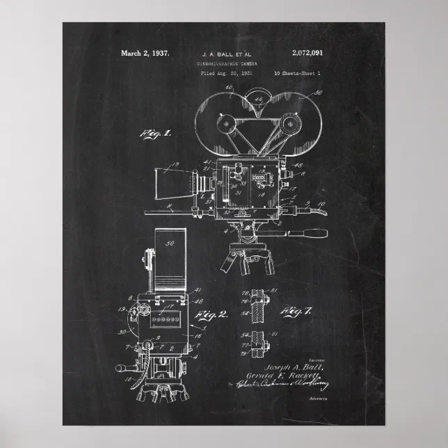 Movie Camera Patent Poster | Zazzle