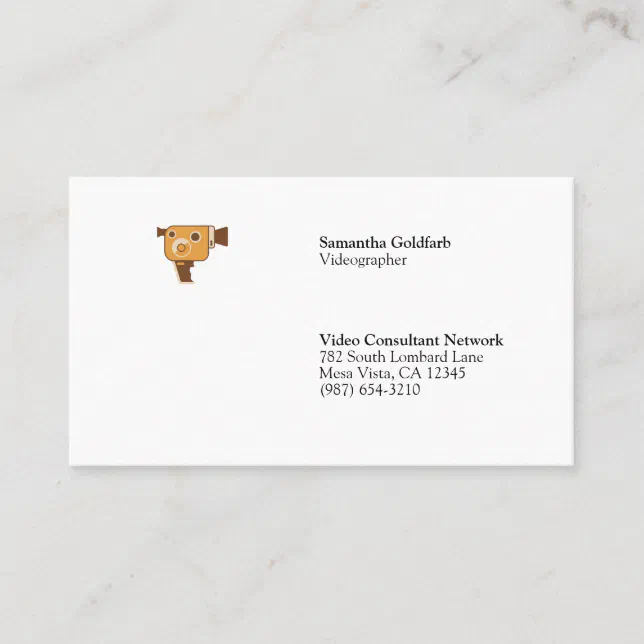 Movie Camera Videographer Filmmaker Minimal Style Business Card | Zazzle
