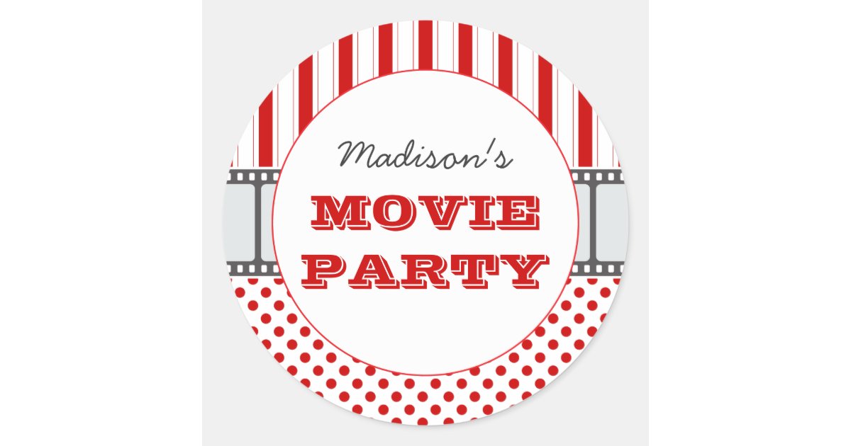 Movie Film Personalized Party Sticker | Zazzle