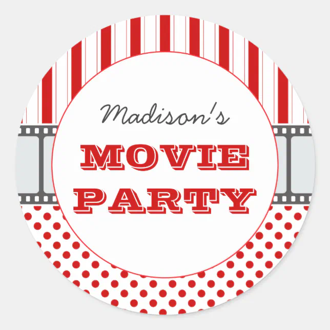 Movie Film Personalized Party Sticker | Zazzle