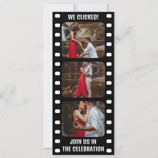 Movie Film Strip Black And White Cinema Wedding Invitation | Zazzle