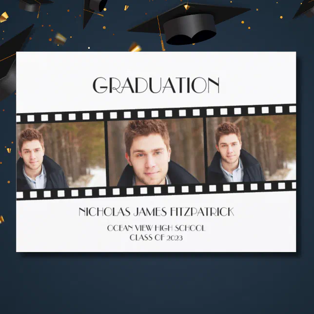 Movie Film Strip Photo Graduation Announcement | Zazzle