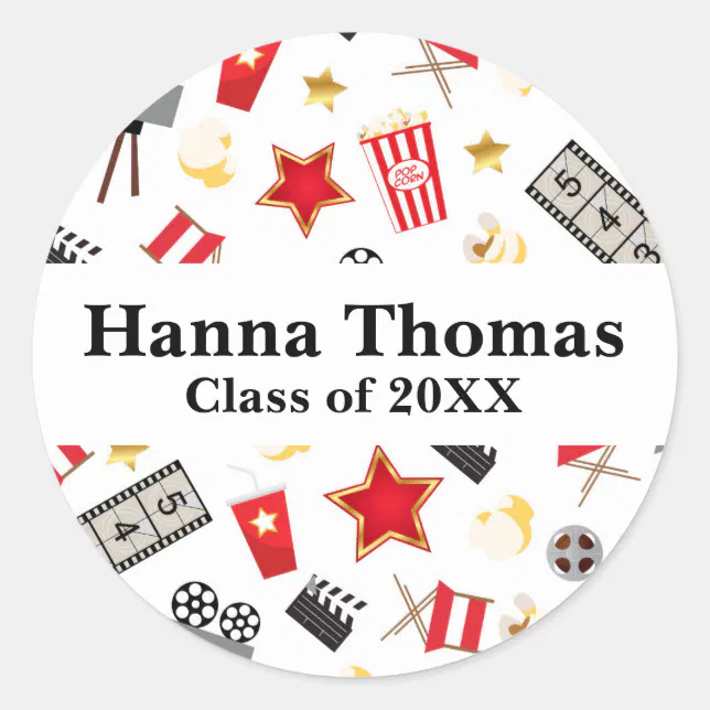 Movie Film Theme Graduation Classic Round Sticker | Zazzle