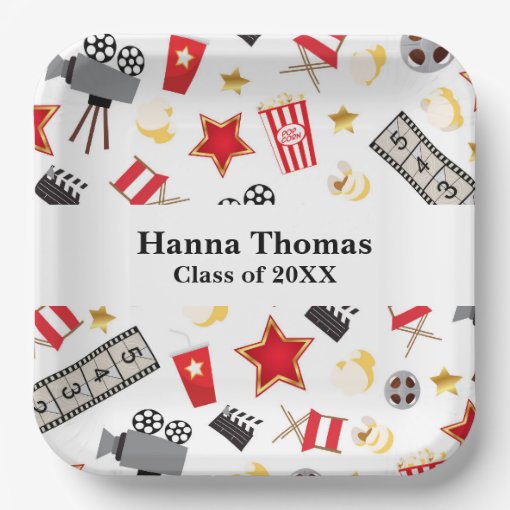 Movie Film Theme Graduation Paper Plates | Zazzle