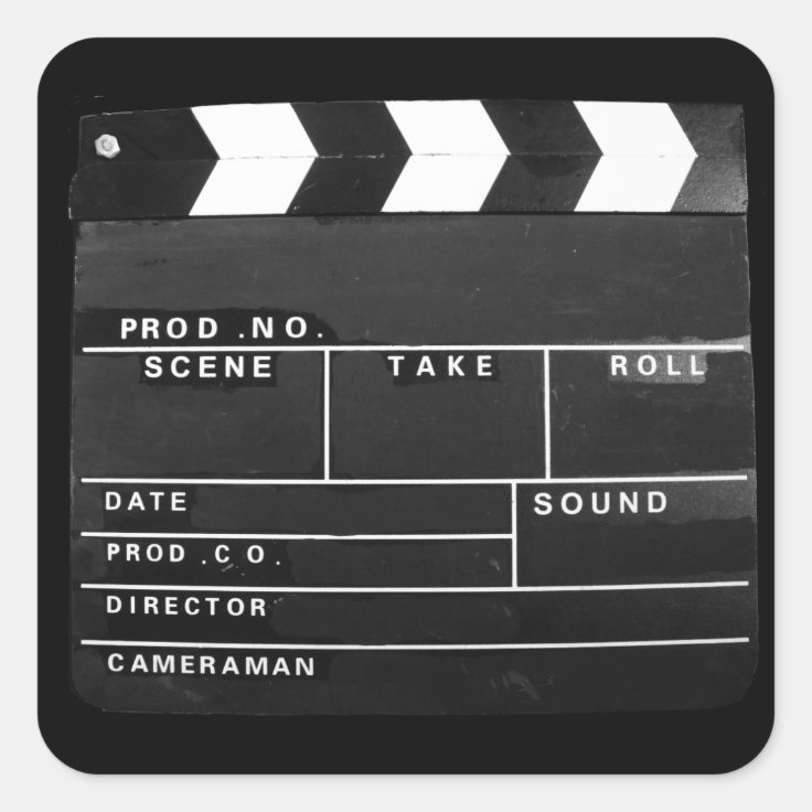movie film video makers Clapper board design Square Sticker | Zazzle