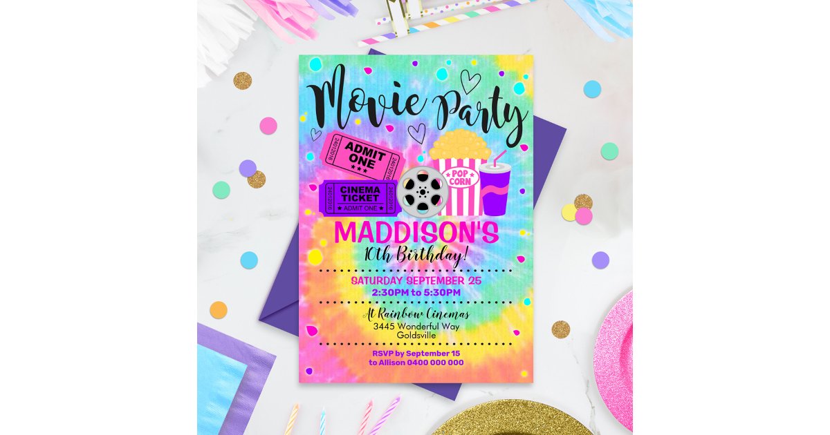 Movie Invitation Girl Cinema Party Invite | Zazzle