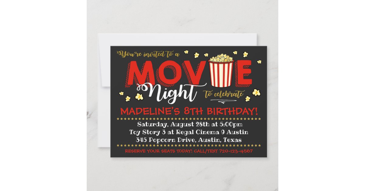 Movie Invitation | Movie Birthday | Movie Invite | Zazzle