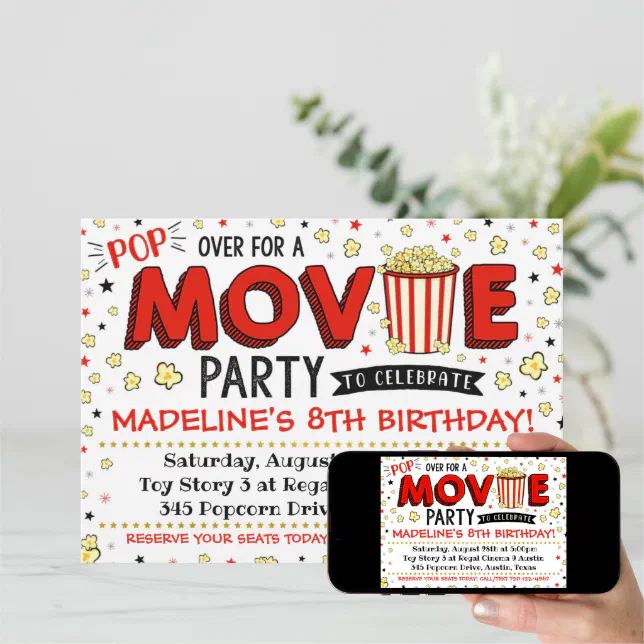 Movie Invitation Movie Birthday Party Movie Invite | Zazzle