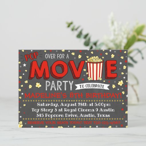 Movie Invitation Movie Birthday Party Movie Invite | Zazzle