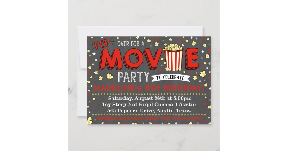 Movie Invitation Movie Birthday Party Movie Invite | Zazzle