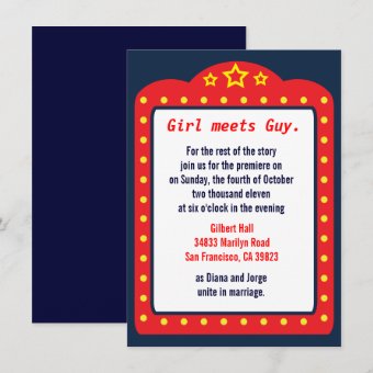Movie Marquee Theater Wedding Invitation | Zazzle