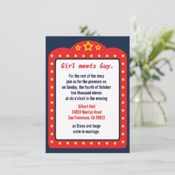 Movie Marquee Theater Wedding Invitation | Zazzle