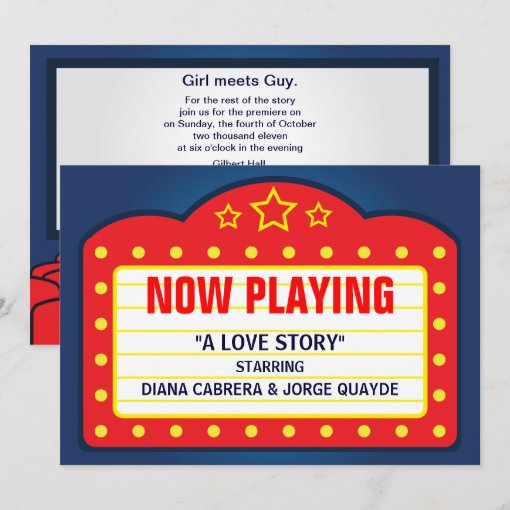 Movie Marquee Themed Wedding Party Invitation | Zazzle