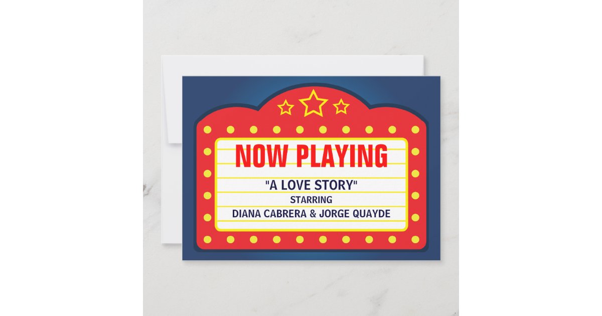 Movie Marquee Themed Wedding Party Invitation | Zazzle