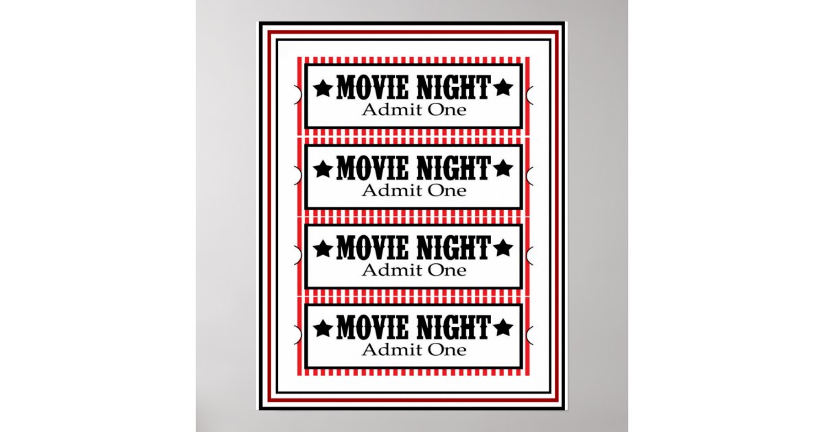 Movie Night Admit One Poster 16 x 20 | Zazzle