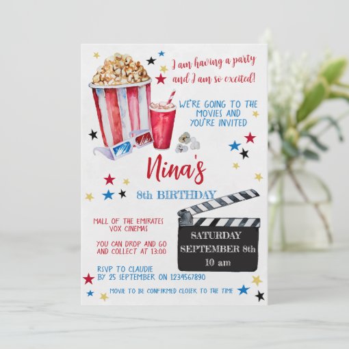 Movie Night Birthday Invitation, Cinema Invitation | Zazzle