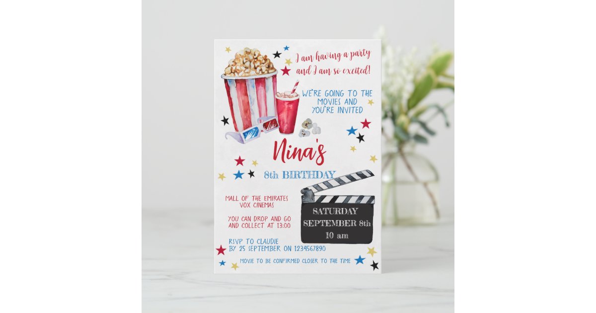 Movie Night Birthday Invitation, Cinema Invitation | Zazzle