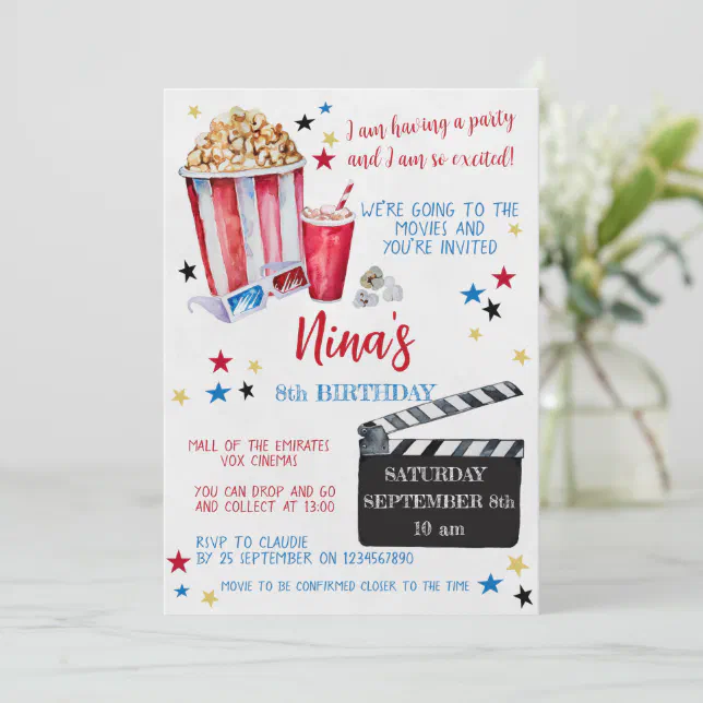 Movie Night Birthday Invitation, Cinema Invitation | Zazzle