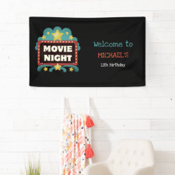 Movie Night Birthday Party Cinema Welcome Banner | Zazzle
