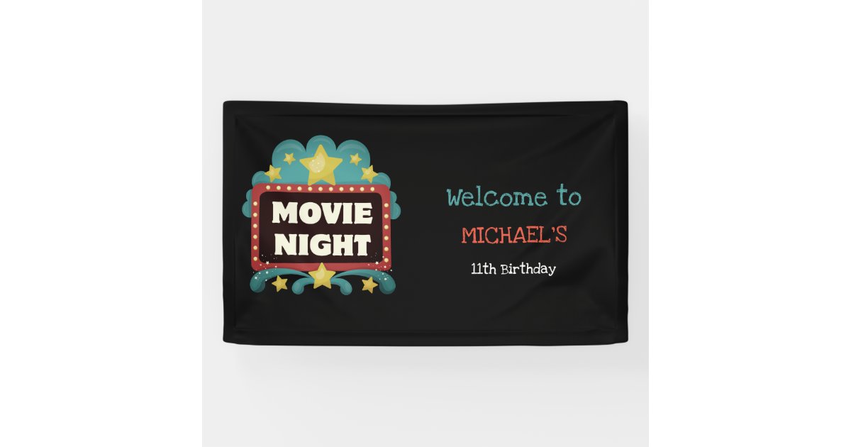 Movie Night Birthday Party Cinema Welcome Banner | Zazzle