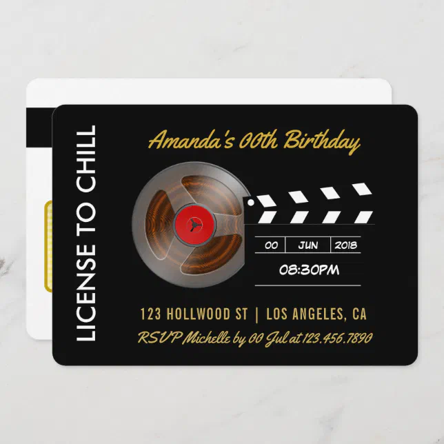 Movie Night Birthday Party VIP Pass Invitation | Zazzle
