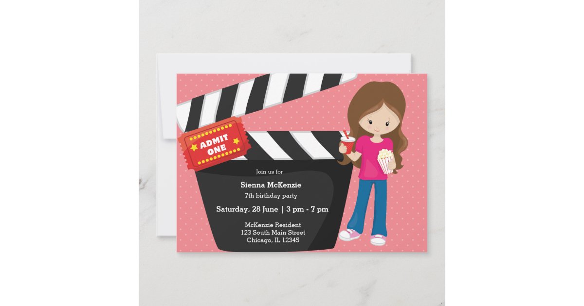 Movie night * choose background color invitation | Zazzle