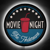 Movie Night Custom Home Theater Family Name LED Sign | Zazzle