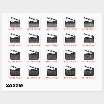 Movie Night Cut Sign Birthday Party Stickers | Zazzle
