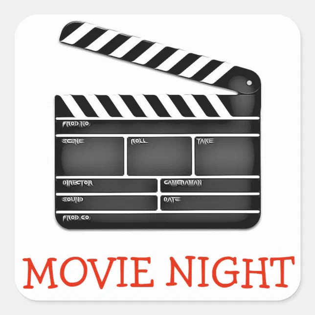Movie Night Cut Sign Birthday Party Stickers | Zazzle