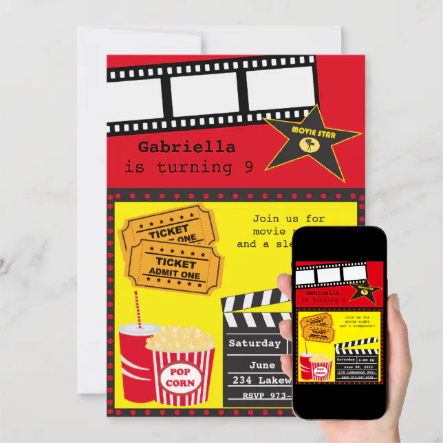 Movie Night Elements Invitation | Zazzle