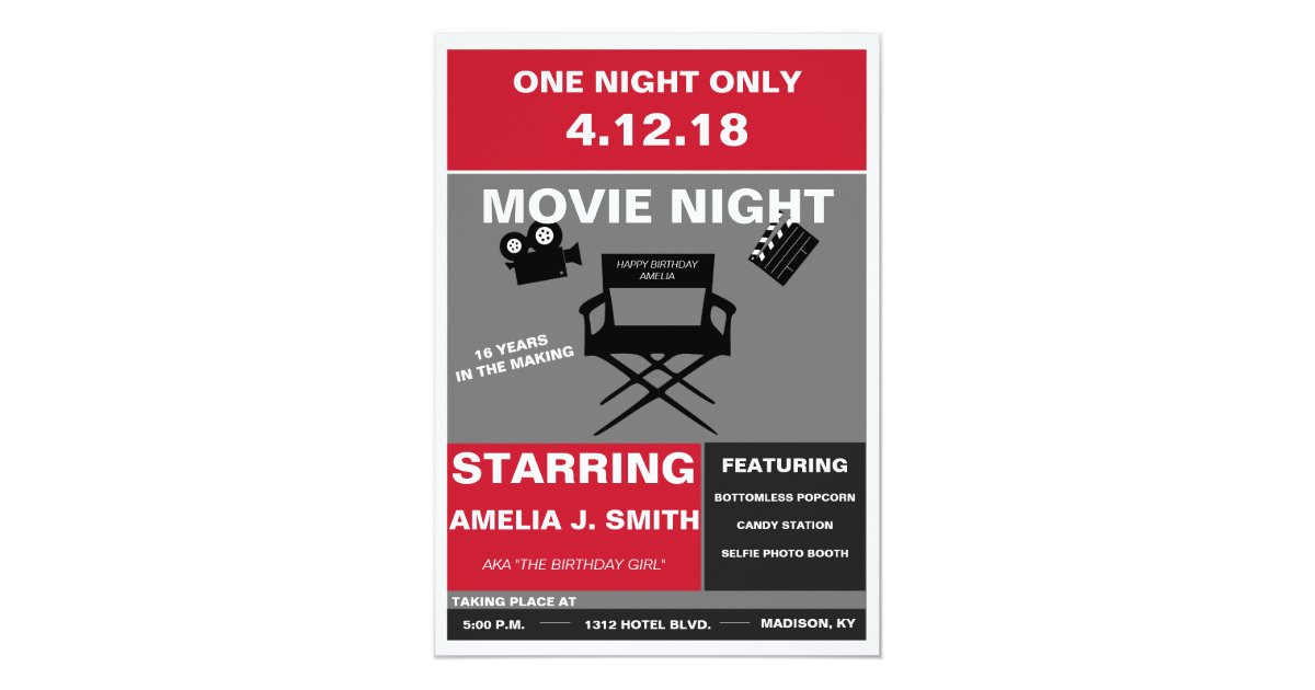Movie Night Invitation | Zazzle.com