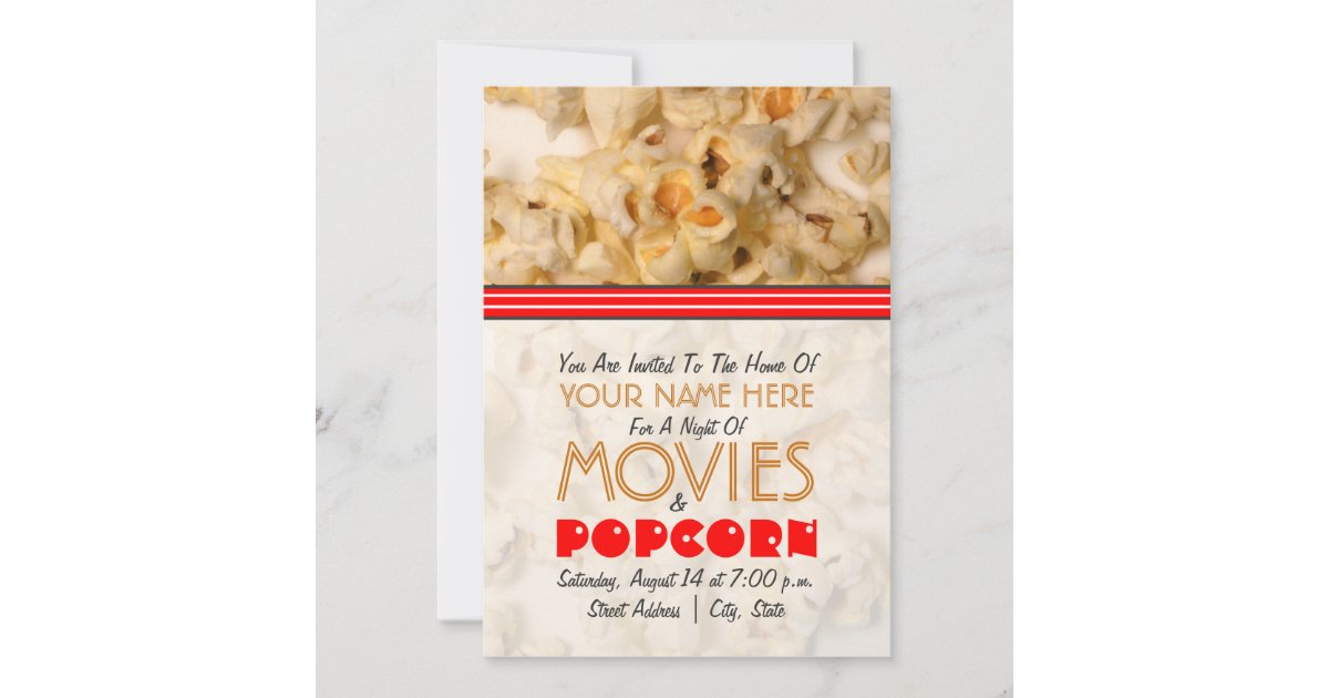 Movie Night Invitation - Popcorn | Zazzle